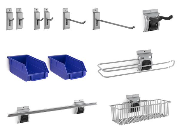 Steel Slatwall 12-Piece Accessory Kit with Locking Mechanism - NewAge ...