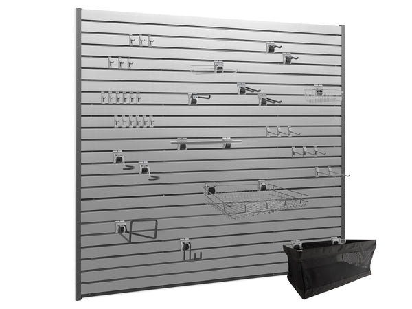40 sq. ft. PVC Slatwall with 40PC Lockable Accessory Kit · Wall Organi ...