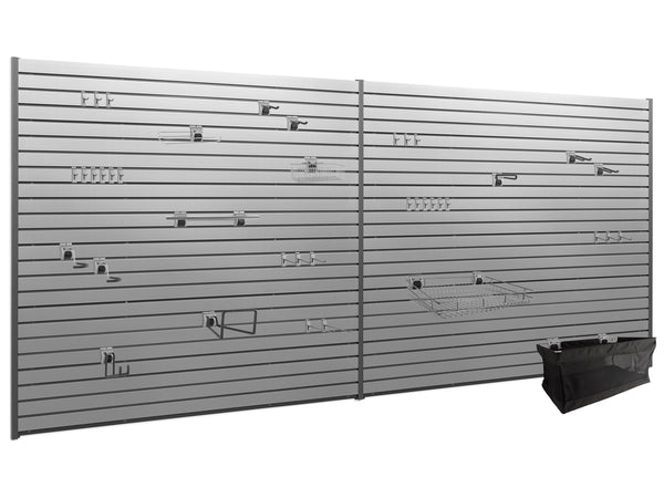 80 sq. ft. PVC Slatwall with 40PC Lockable Accessory Kit · Wall Organi ...
