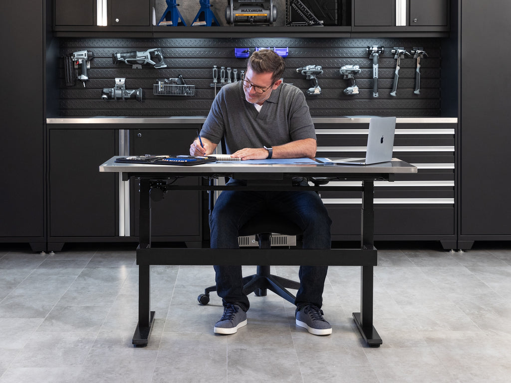 56 in. Electric Adjustable Height Worktable with Drawer - NewAge Products