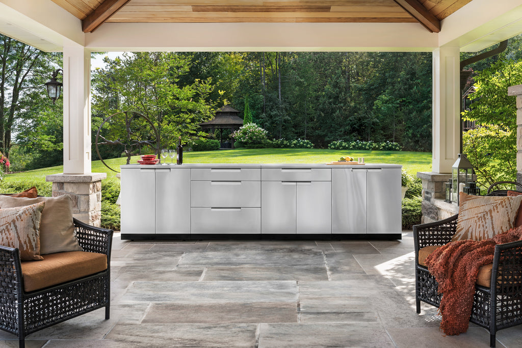 Outdoor Kitchen Stainless Steel 3 Piece Cabinet Set with 2-Door, 3-Dra ...