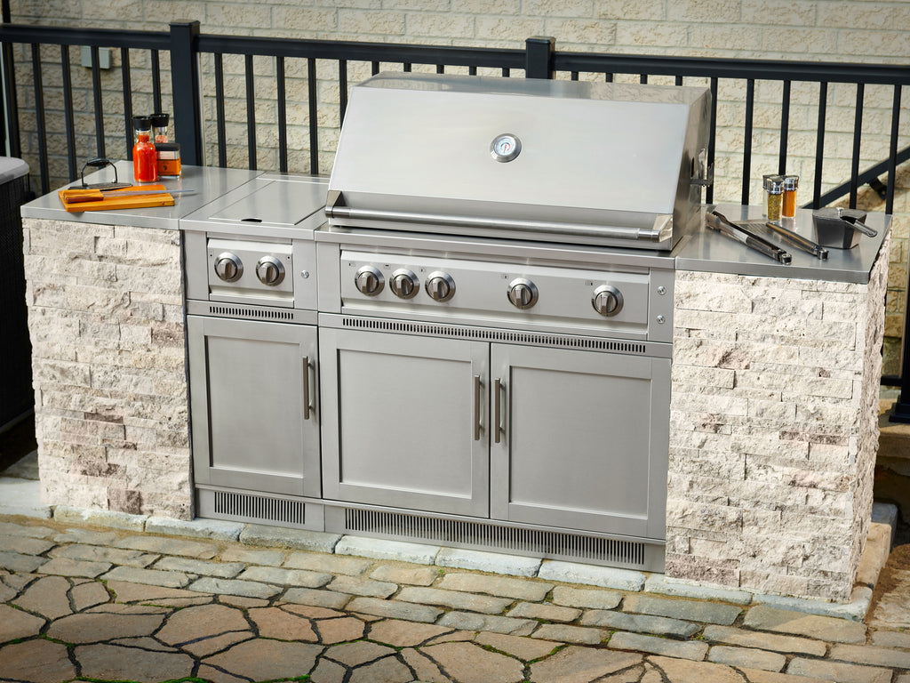 Outdoor Kitchen Signature Series 4 Piece Cabinet Set 3 Drawer, Kamado ...